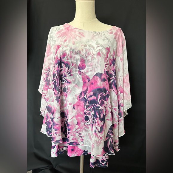 Peter Nygard | Tops | Plus Size Nygard Dressy Floral Chiffon Top | Poshmark